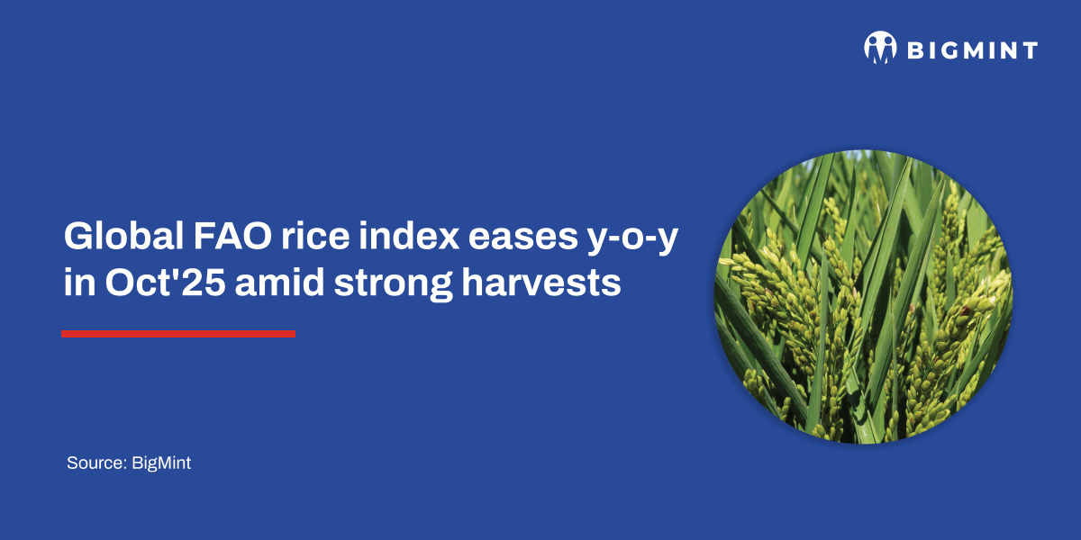 Global FAO rice index eases y-o-y in Oct'25 amid strong harvests | BigMint